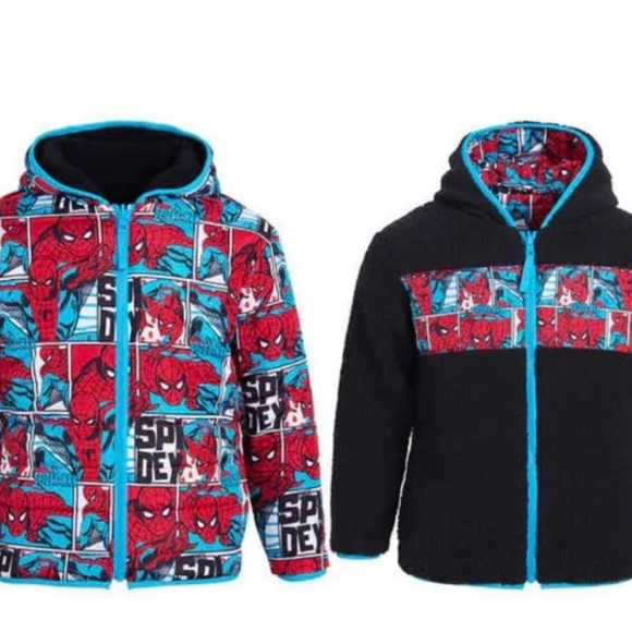 Marvel | Jackets & Coats | Marvel Spiderman Boys Reversible Puffer ...
